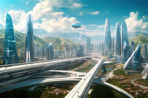 未来山城交通运输超现实场景3d建筑插画图片下载 正版图片402474818 摄图网
