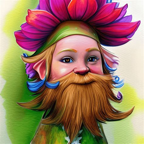 Flower Gnome Digital Graphic · Creative Fabrica