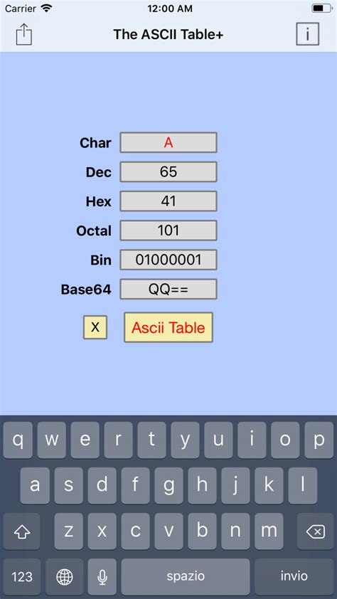 the ascii table app for iphone ipad and mac ar info