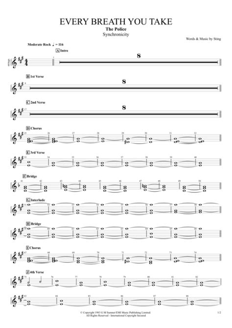 Every Breath You Take Tab By The Police Guitar Pro Full Score