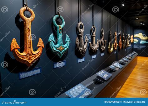A Collection Of Different Types Of Anchors Displayed In A Naval Museum