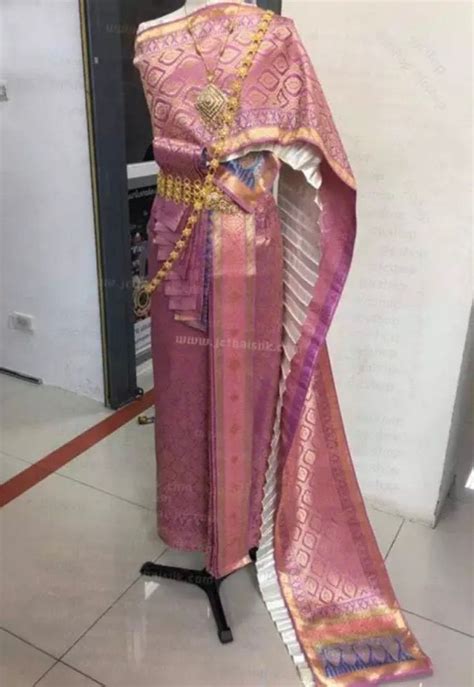 Thai Traditional Wedding Dress With Beautiful Lace Sash Asian Fashion