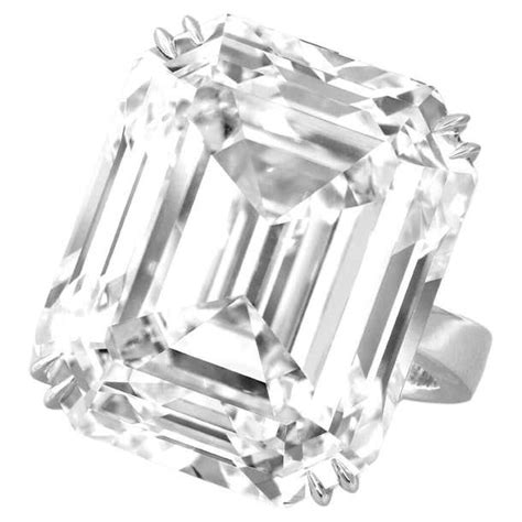 Gia Certified 24 Carat Emerald Cut Platinum Diamond Ring For Sale At