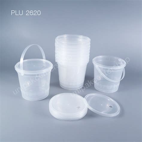 ถังลายโบว์กลาง Pp ใส 1000 Ml ฝาใสเจาะรู Pp หูหิ้ว รุ่นใส่เครื่องดื่ม Unipakcentershop