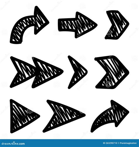 Conjunto De Flecha Dibujada a Mano Ilustración del Vector Ilustración