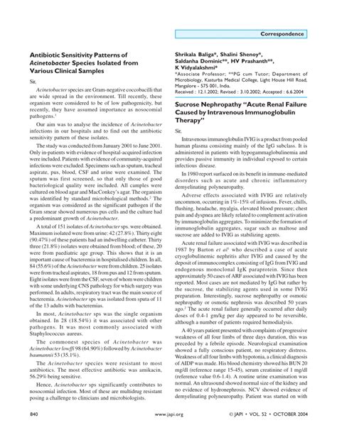 Pdf Antibiotic Sensitivity Patterns Of Acinetobacter Species Isolated From Various Clinical