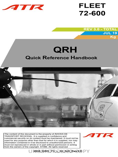 Atr72 600 Quick Reference Handbook Effective 30 Jan 2020 Pdf