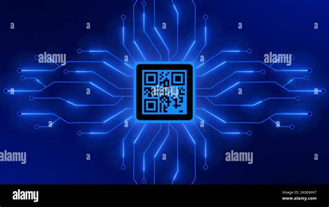 Image Of Qr Code Between Information Connecting Lines In The Middle On