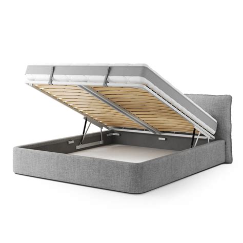 Кровать с изголовьем в виде мягких подушек с подъемным механизмом