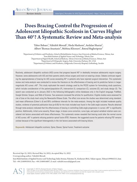 Pdf Does Bracing Control The Progression Of Adolescent Idiopathic