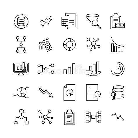 Set Of Premium Data Analytics Icons In Line Style Stock Vector