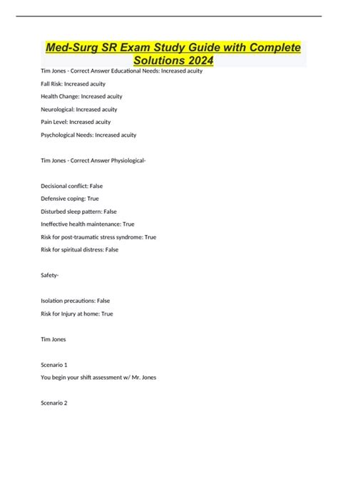 Med Surg Sr Exam Study Guide With Complete Solutions 2024 Swift River