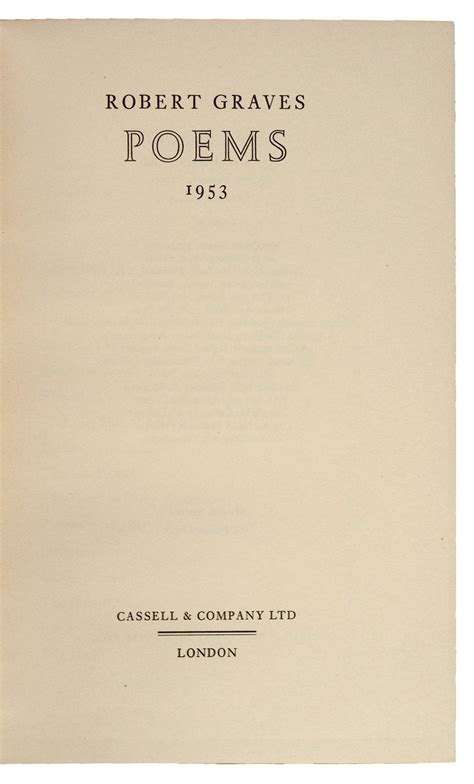 Poems 1953 By Graves Robert 1953 Mcnaughtans Bookshop Aba Pbfa