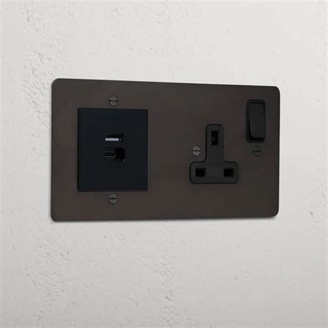 Lap Power Socket 13a 2 Gang Dp Switched Power Socket Slate Grey With Black Inserts Screwfix