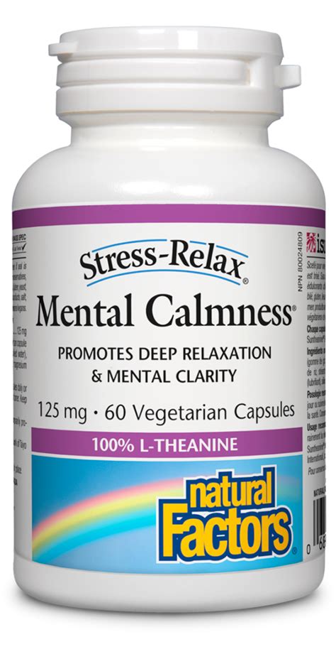 Natural Factors Stress Relax Mental Calmness L Theanine 125mg 60 Veg