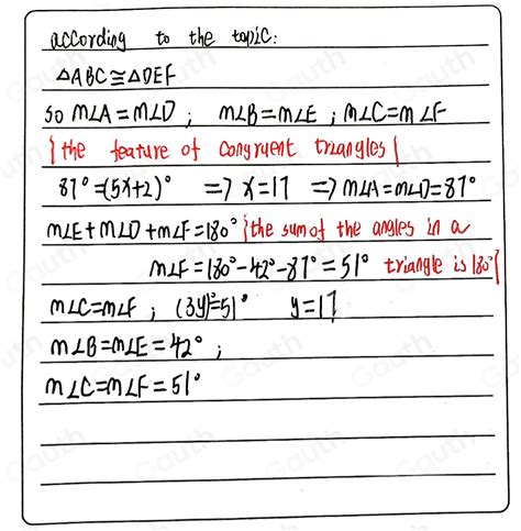 Solved 3 Given Delta Abc≌ Delta Def Find The Values Of X And Y