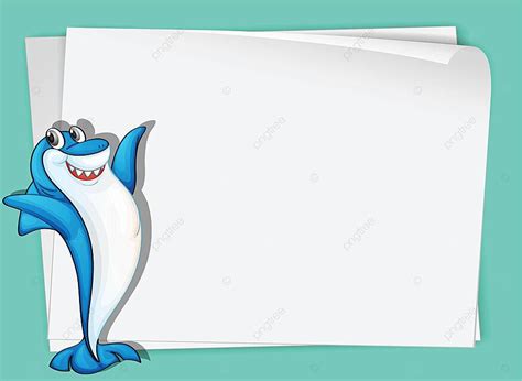 Shark Paper Postcard Curl Border Vector Postcard Curl Border Png And