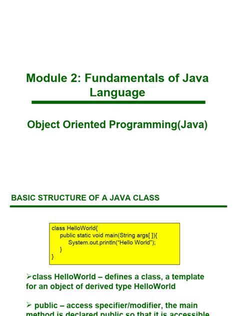 2 Fundamentals Of Java Language Pdf Class Computer Programming