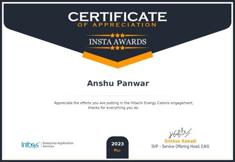 Anshu Panwar Mba On Linkedin Award Infosys