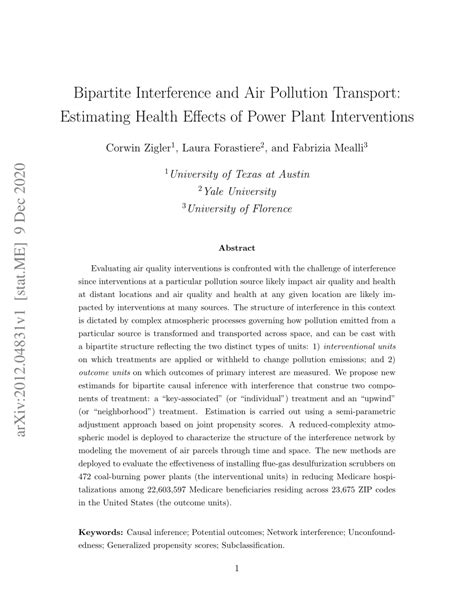 Pdf Bipartite Interference And Air Pollution Transport Estimating Health Effects Of Power