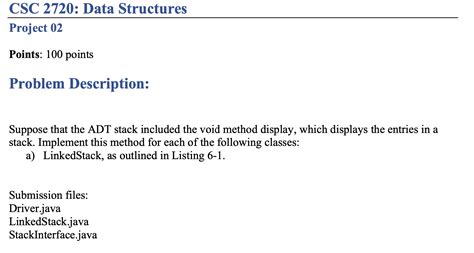 Solved Suppose That The Adt Stack Included The Void Method Chegg