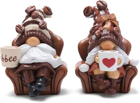 Hodao 2pcs Coffee Gnomes Coffee Bar Decor Accessories