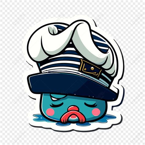 모자에 만화 일러스트 선원과 스티커 벡터상표 Png 일러스트 무료 다운로드 Lovepik