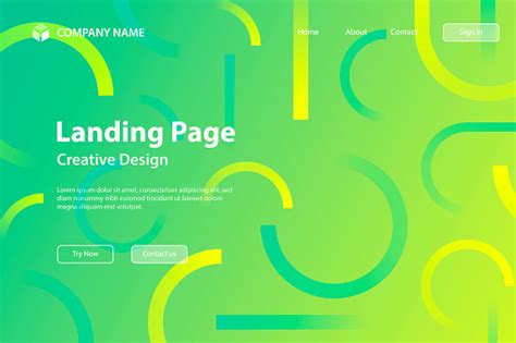방문 페이지 템플릿 기하학적 모양의 추상적 인 디자인 최신 유행 녹색 그라데이션 곡선에 대한 스톡 벡터 아트 및 기타 이미지 곡선 광대한 굴리기 Istock