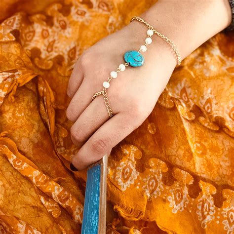 Turquoise Bead Belly Dancer Bracelet Etsy New Zealand