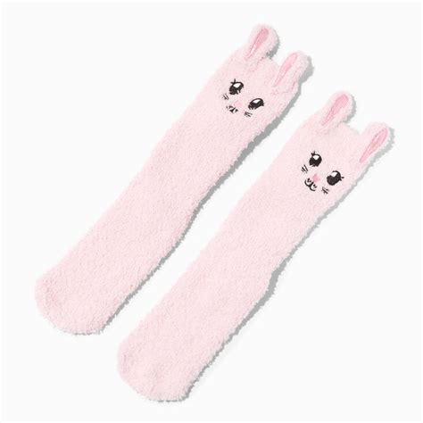 Easter Bunny Pink Fuzzy Socks Claires