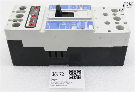 36172 Cutler Hammer 3 Pole Circuit Breaker Jd 35k 600v 250a