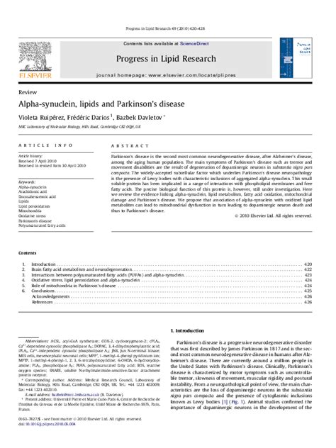 pdf alpha synuclein lipids and parkinson s disease