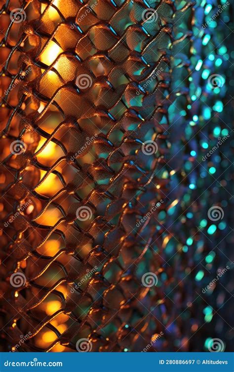 detail of a metallic mesh with light reflections stock illustration