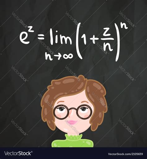 Cute Cartoon Smart Girl And Math Formula Vector Image