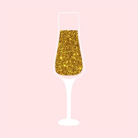 Premium Vector Glass Of Champagne With Glitter Vector Illustration