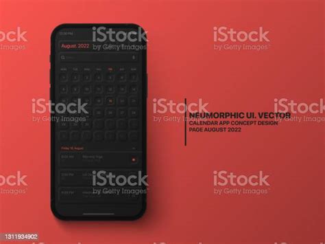 벡터 캘린더 모바일 앱 2022년 8월 Ui Ux 노이형성 디자인 모형 컴퓨터에 대한 스톡 벡터 아트 및 기타 이미지 컴퓨터