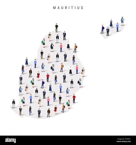Mauritius Population Map Large Group Of People In A Shape Of Mauritian Map Flat Vector
