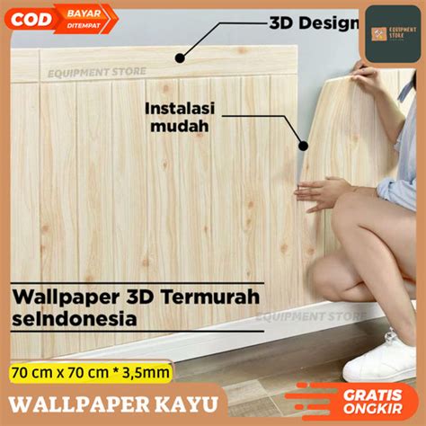 Jual Wallpaper 3D FOAM 70 X 70 Cm Tebal Motif Kayu Wood Wallpaper Dinding SMB 1 Kab