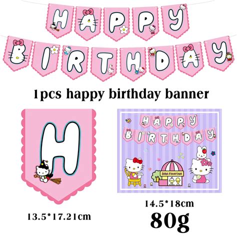 Toystory Hello Kitty Happy Birthday Banner Cute Cartoon Pink Cat