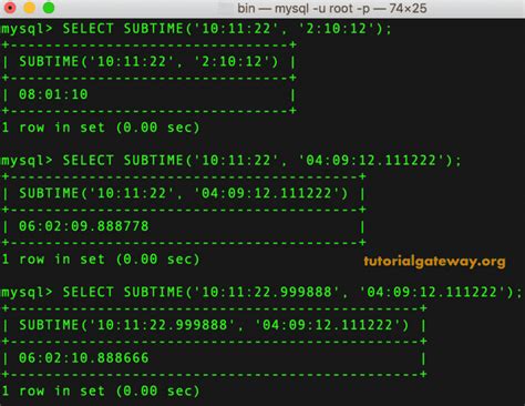 MySQL SUBTIME Function