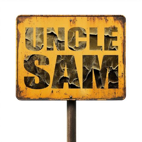 Uncle Sam Written On Rusted Yellow Road Sign Isolated On Solid White Background Premium Ai