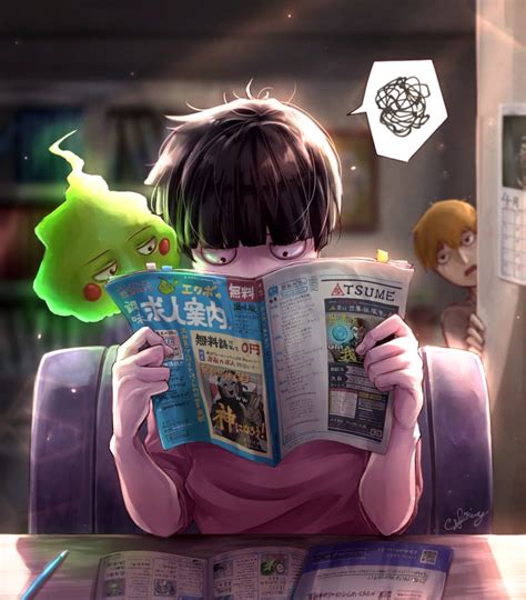 Kageyama Shigeo Reigen Arataka And Ekubo Mob Psycho 100 Drawn By