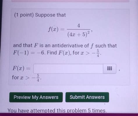 solved 1 point suppose that f x 4x 5 2 and that f