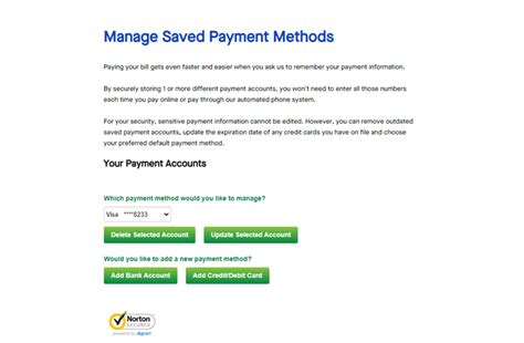 Manage Saved Payment Methods Brightspeed