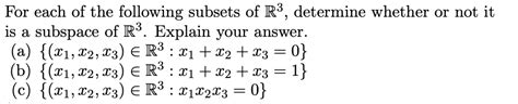 solved for each of the following subsets of r3 determine