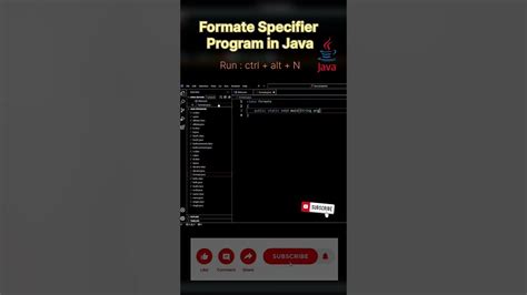 Program Of Format Specifiers In Java Shorts Youtube Ytshorts Trending Youtubeshorts