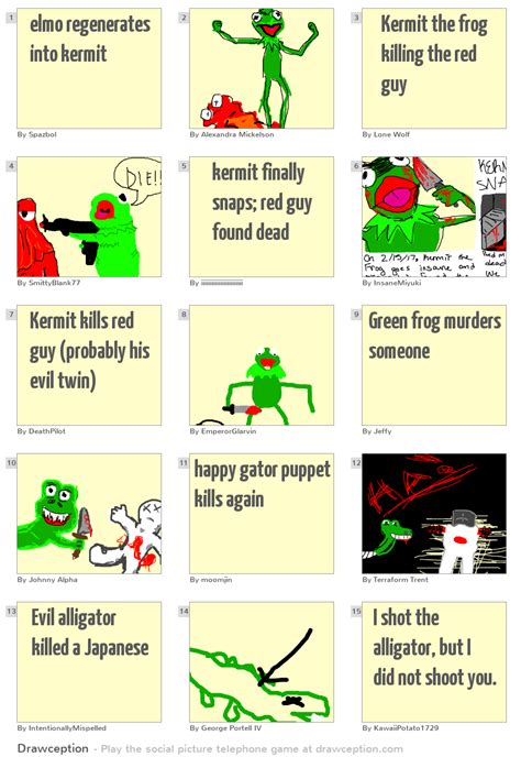 Elmo Regenerates Into Kermit Drawception