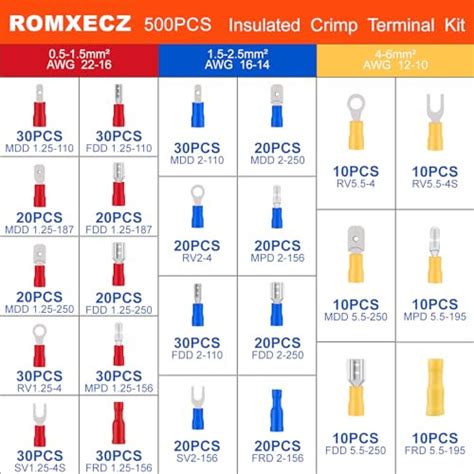 Electrical Connectors 500PCS Insulated Crimp Terminal Wiring Crimping Fork Ring Spade Female