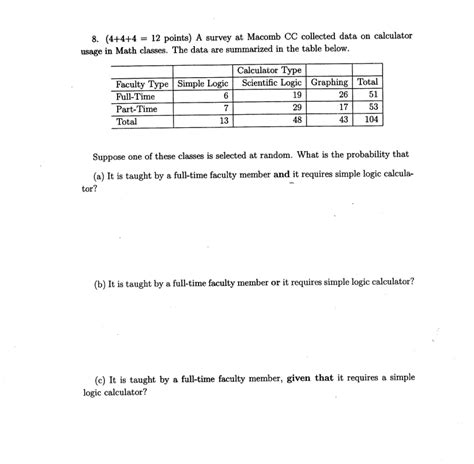 solved 8 4 4 4 12 points a survey at macomb cc collected