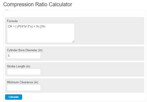 Compression Ratio Calculator Calculator Academy
